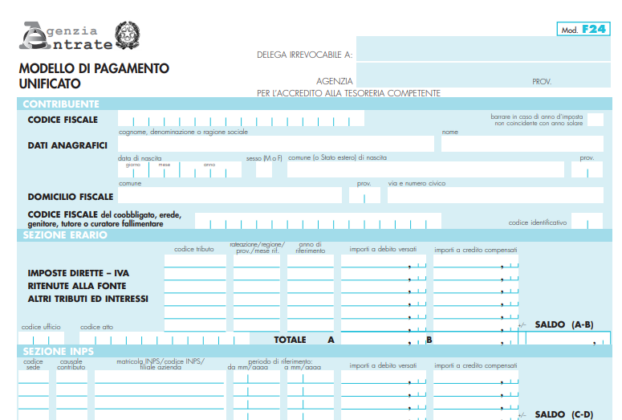 Modello F24 editabile/compilabile online in PDF gratis - Fiscomania