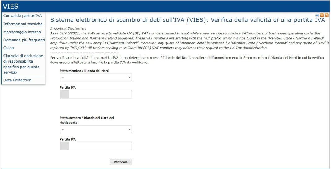 Iscrizione archivio VIES per operazioni IntraUE - Fiscomania