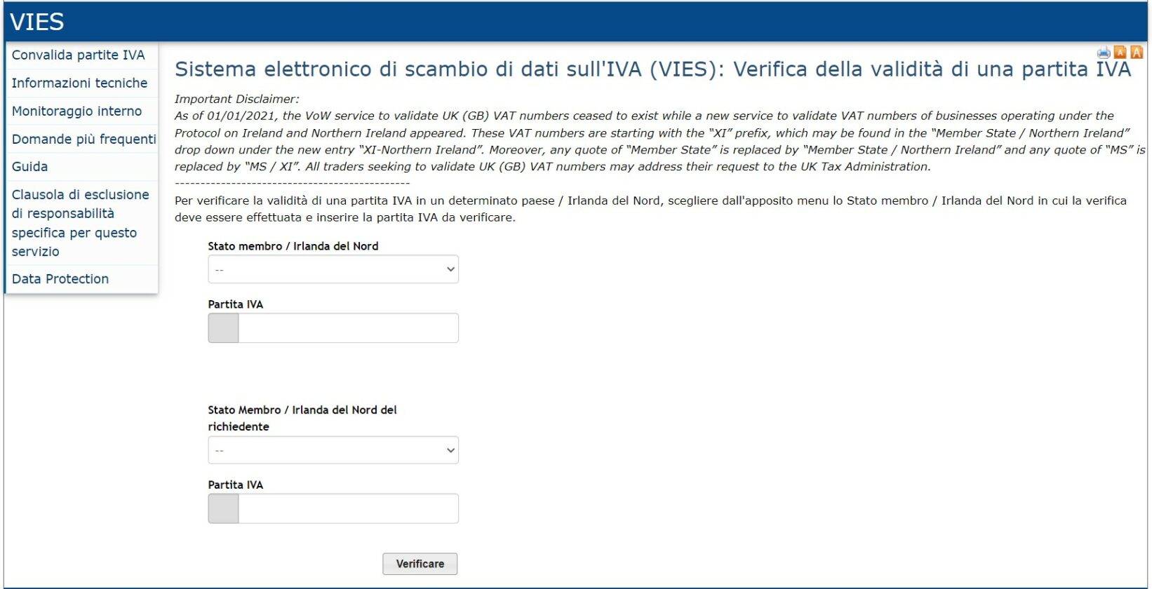 Iscrizione VIES 2026 | Verifica partita IVA Comunitaria - Fiscomania