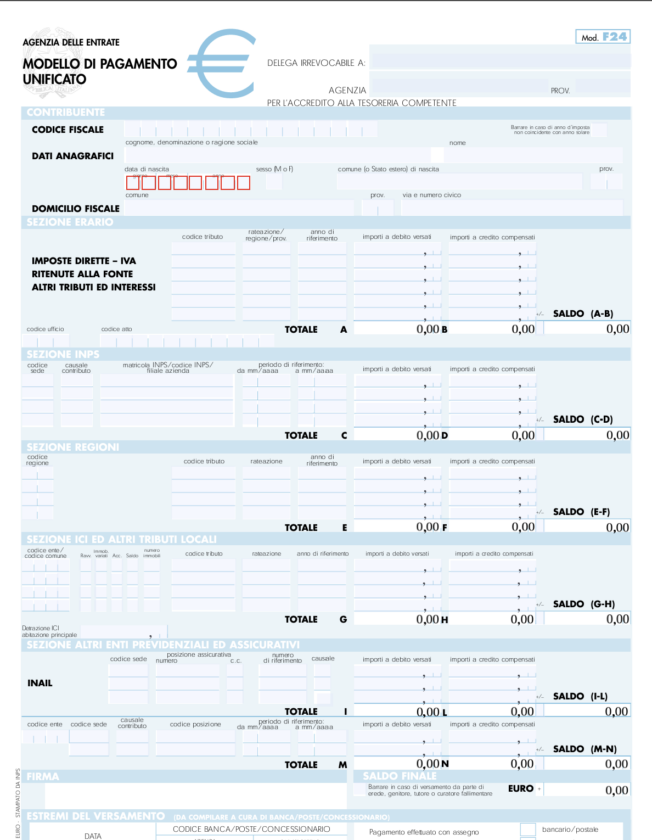 Modello F24 editabile: compilazione - Fiscomania