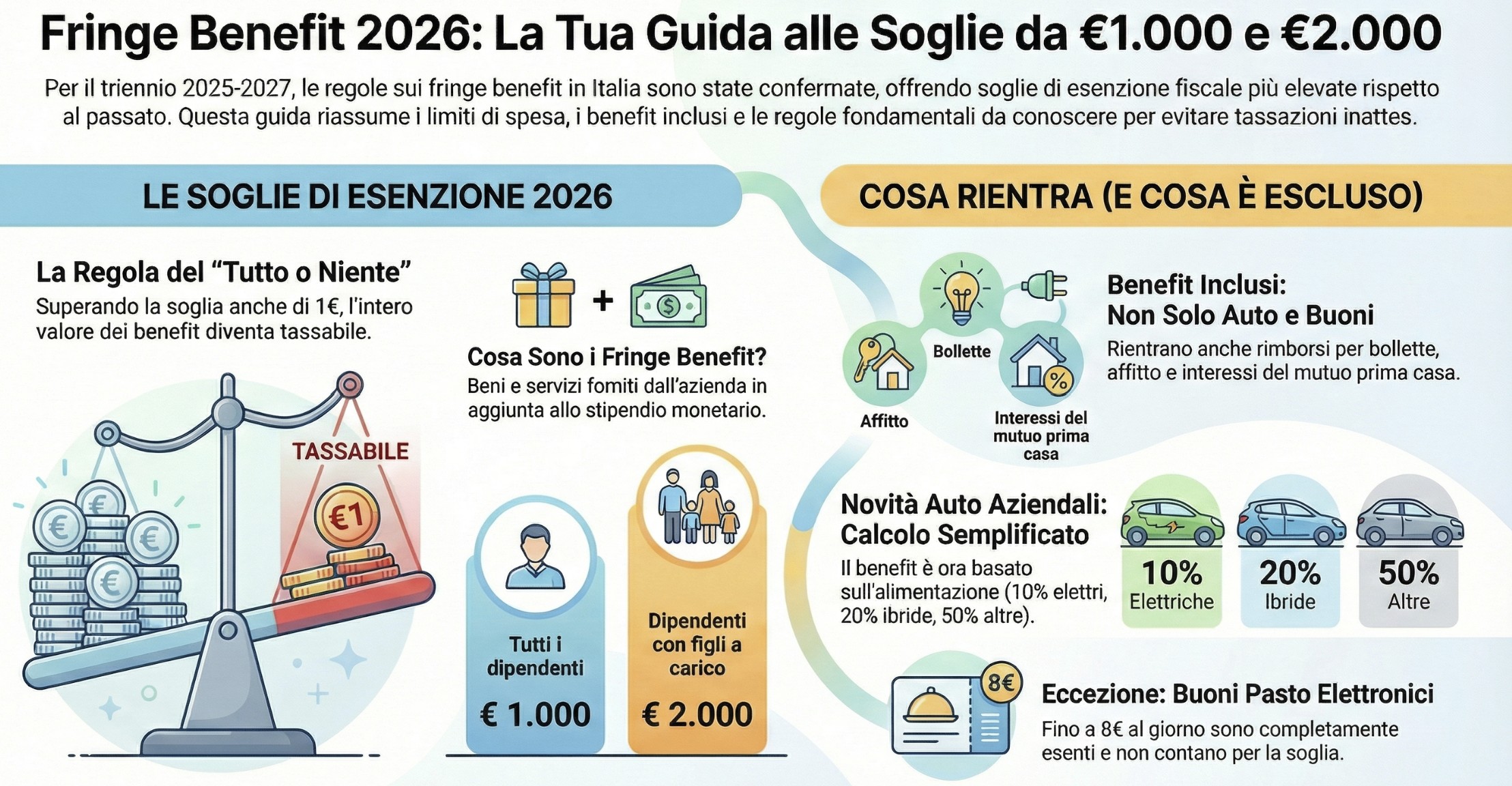 Fringe benefit 2026: soglie € 1.000 - € 2.000 guida - Fiscomania